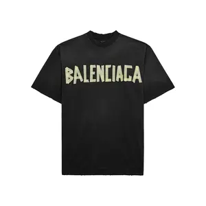 Balenciaga Balenciaga Tape Logo Cotton T-shirt - Black - XL Black