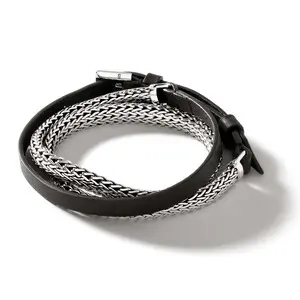 John Hardy Icon Wrap Bracelet Black Leather