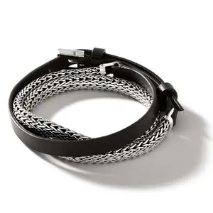 John Hardy Icon Wrap Bracelet Dark Brown Leather