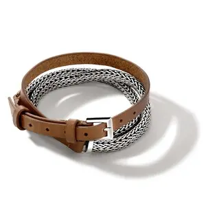 John Hardy Icon Wrap Bracelet Light Brown Leather