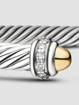 David Yurman Cable Classics Color Bracelet With 18k Yellow Gold Domes And Pavé Diamonds