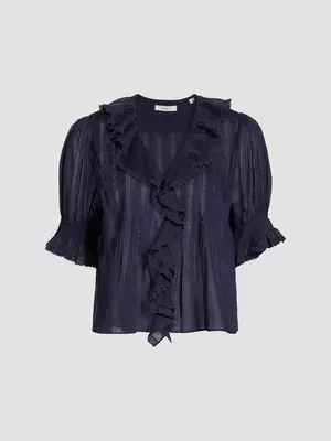 DÔEN Henri Ruffled Top - Adriatic