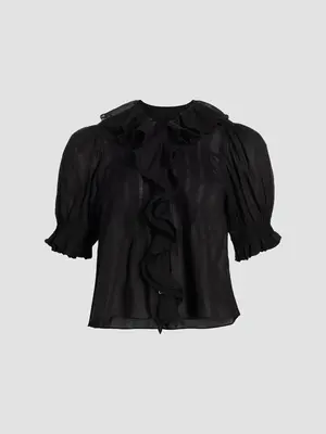 DÔEN Henri Ruffled Top - Black