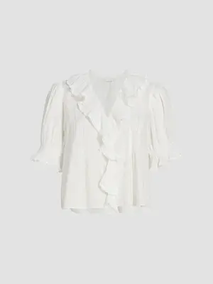 DÔEN Henri Ruffled Top - Salt