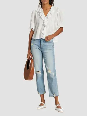 DÔEN Henri Ruffled Top - Salt