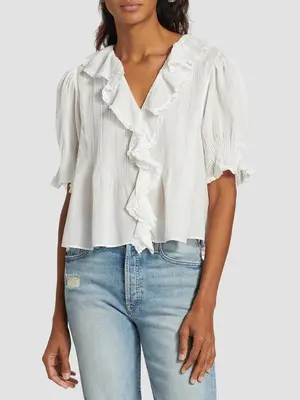 DÔEN Henri Ruffled Top - Salt