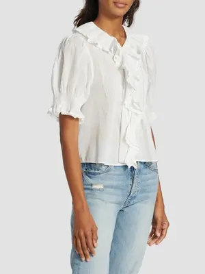 DÔEN Henri Ruffled Top - Salt