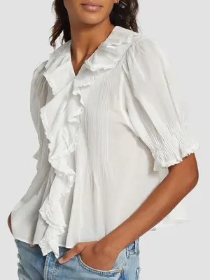 DÔEN Henri Ruffled Top - Salt