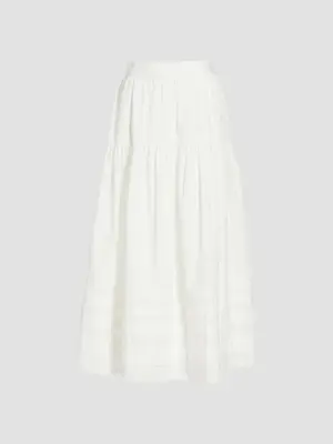 DÔEN Sebastiane Tiered Cotton Maxi Skirt - Powder