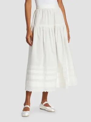 DÔEN Sebastiane Tiered Cotton Maxi Skirt - Powder