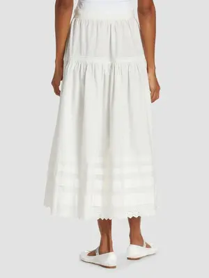 DÔEN Sebastiane Tiered Cotton Maxi Skirt - Powder
