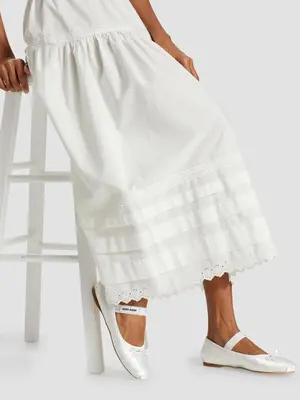 DÔEN Sebastiane Tiered Cotton Maxi Skirt - Powder