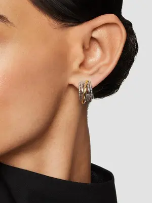 David Yurman Crossover Shrimp Earrings In Sterling With 18k 19.5mm