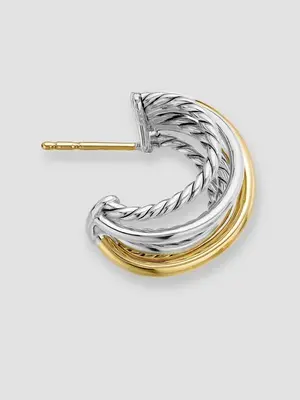 David Yurman Crossover Shrimp Earrings In Sterling With 18k 19.5mm