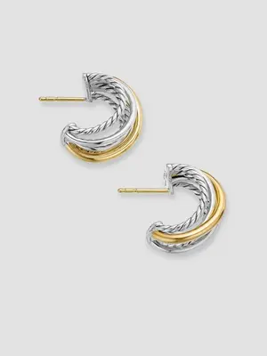 David Yurman Crossover Shrimp Earrings In Sterling With 18k 19.5mm