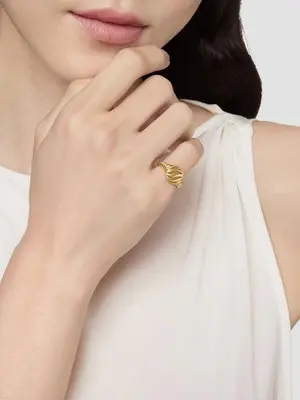 David Yurman Sculpted Cable Pinky Ring In 18k Yellow