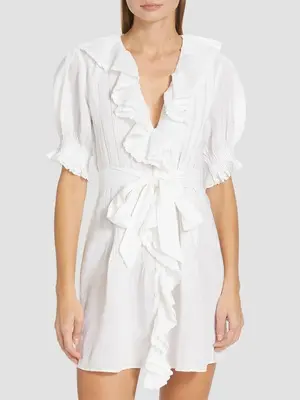 DÔEN Piper Belted Ruffled Minidress
