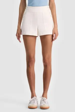 Alice + Olivia High Rise Jean Shorts With Exposed Side Button Closures