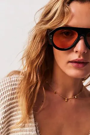 Free People Free People Cruise Oversized Aviator Sunglasses Black