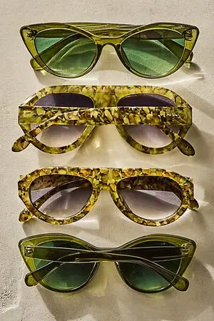 Free People Free People Cruise Oversized Aviator Sunglasses Lime Pattern