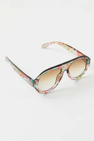 Free People Free People Cruise Oversized Aviator Sunglasses Watercolor