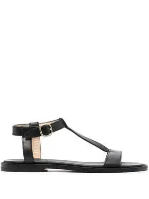 DOUCAL'S Fibbia T-bar Leather Sandals - Black