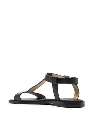 DOUCAL'S Fibbia T-bar Leather Sandals - Black