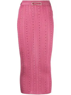 Alessandra Rich Embellished Knitted Midi Skirt