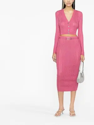 Alessandra Rich Embellished Knitted Midi Skirt
