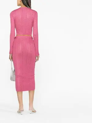 Alessandra Rich Embellished Knitted Midi Skirt