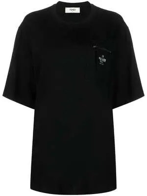 Fendi Zip-Pocket Cotton T-Shirt - Black | Editorialist