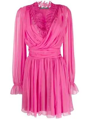 Alberta Ferretti Ramage Lace Silk Mini Dress