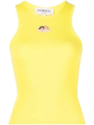 Fiorucci Icon Angels Ribbed Vest Top Pink