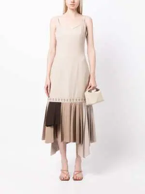Rokh Sleeveless Pleated Midi Dress