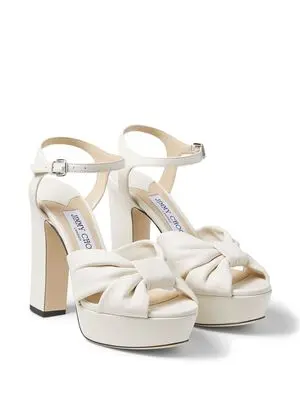 JIMMY CHOO Heloise 120mm Leather Sandals - White