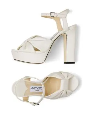 JIMMY CHOO Heloise 120mm Leather Sandals - White