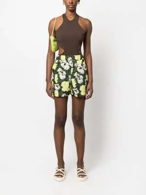 MSGM Floral-print Cotton Shorts