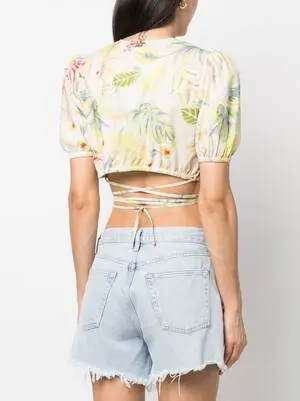 TWINSET Floral-print Cropped Top - Neutrals