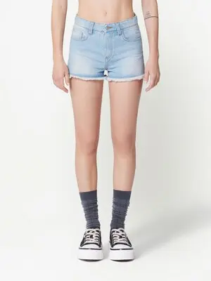 AMI Paris Raw-cut Denim Mini Shorts