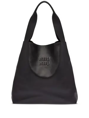 Miu Miu Embossed Leather Tote Bag - Black | Editorialist