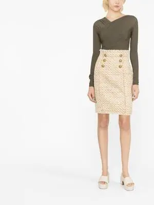 Balmain Button-embellished Tweed Skirt - Neutrals