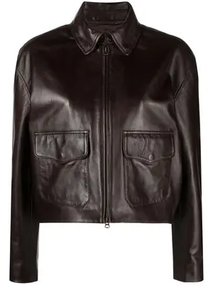 Ralph Lauren Zip-up Cropped Leather Jacket