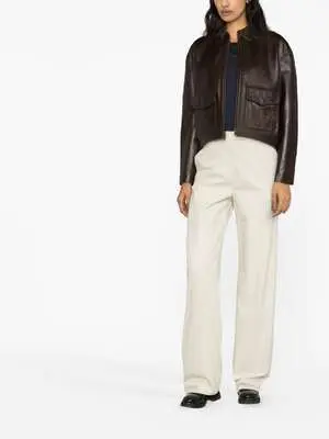 Ralph Lauren Zip-up Cropped Leather Jacket