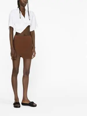LANEUS Ribbed-knit Miniskirt