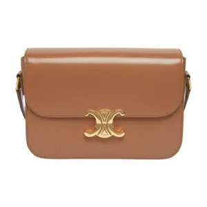 Celine Medium Triomphe Bag In Shiny Calfskin Bronze
