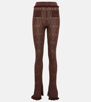 KNWLS Ribbed-knit High-rise Flared Leggings