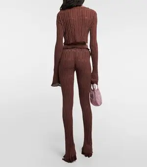 KNWLS Ribbed-knit High-rise Flared Leggings