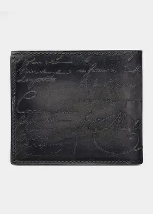 Berluti Makore Scritto Leather Bifold Wallet