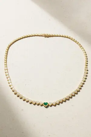 ANITA KO 18-karat Diamond And Emerald Heart Necklace - Gold