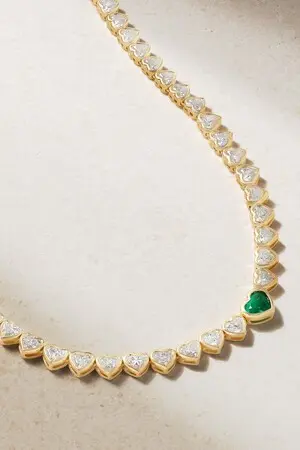 ANITA KO 18-karat Diamond And Emerald Heart Necklace